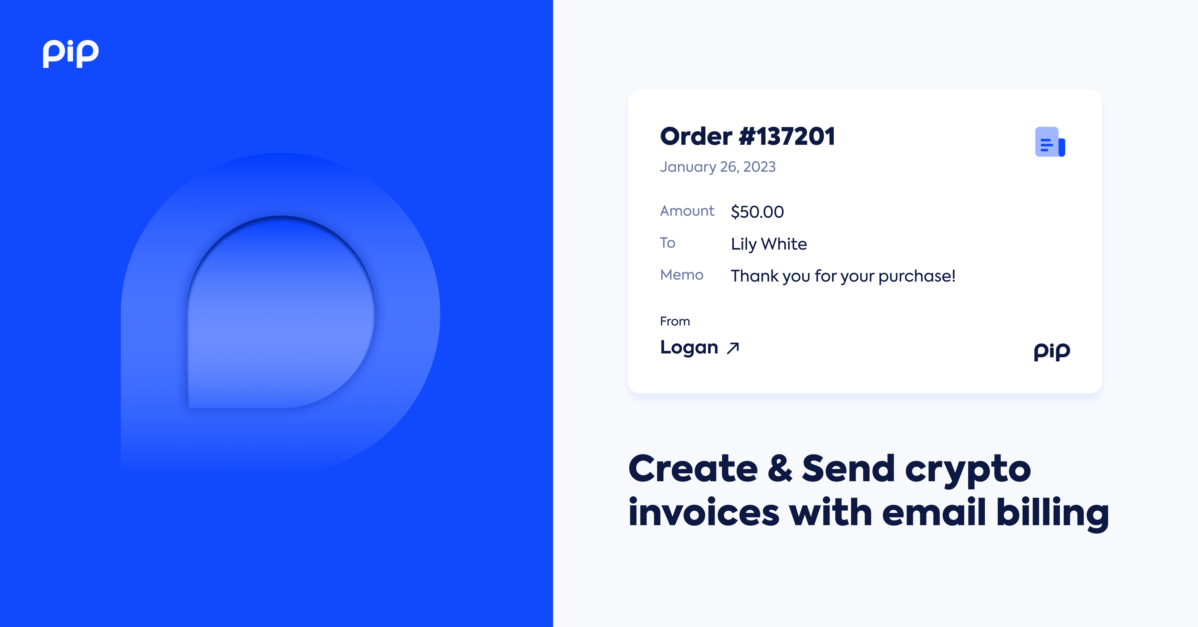 PIP Invoice | Create and Send crypto invoices with email billing